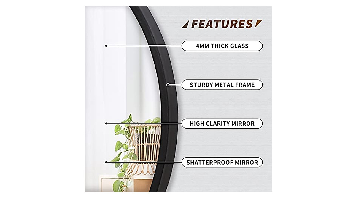 ZenStyle 18" Black Round Wall Mirror - Modern Decor