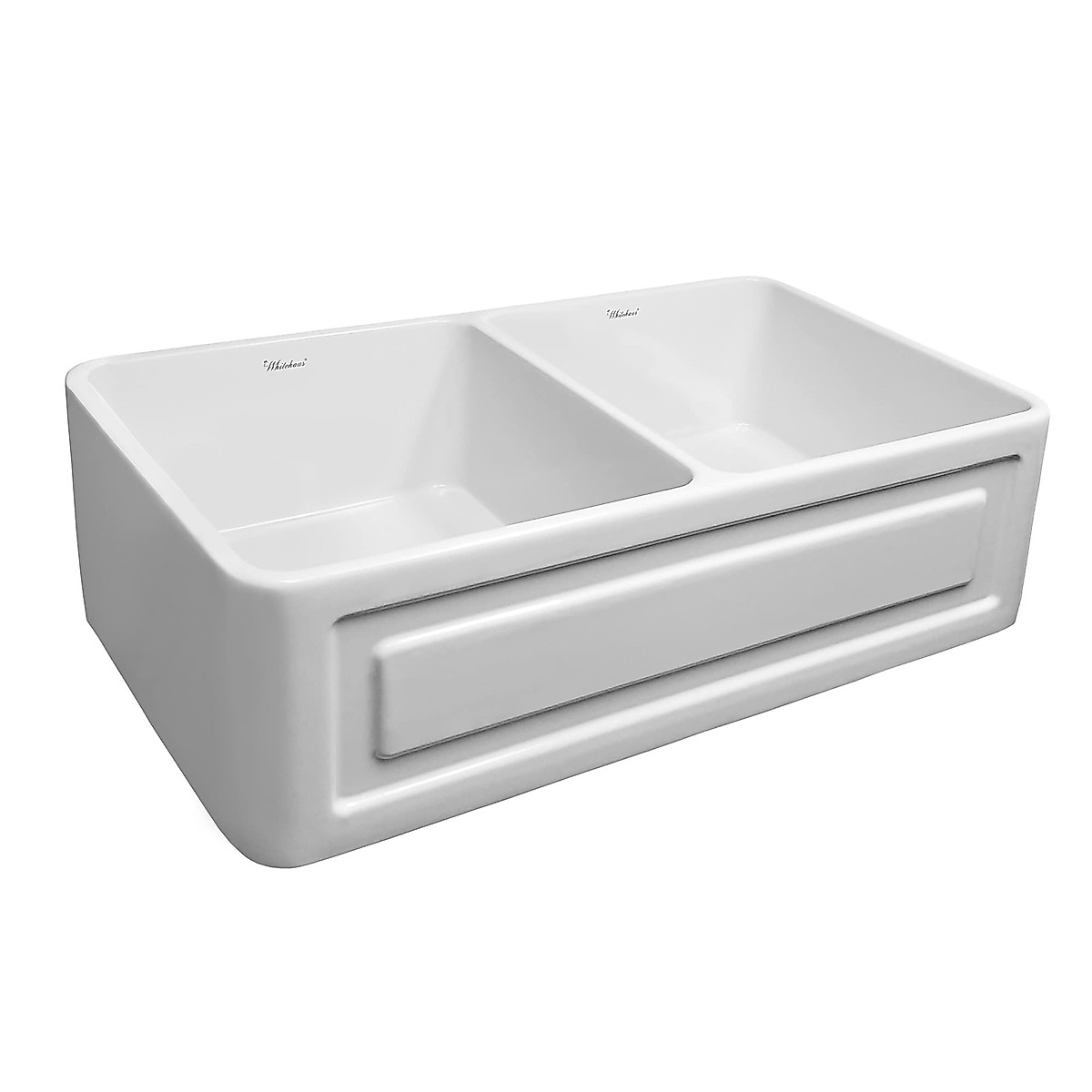 Whitehaus Collection WHFLRPL3318-WHITE Reversible Kitchen Fireclay Sink, White
