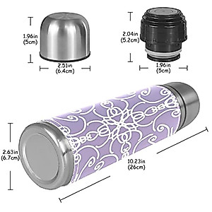 Stainless Steel Leather Vacuum Insulated Mug Vintage Flower Texture Thermos Water Bottle for Hot and Cold Drinks Kids Adults 16 Oz