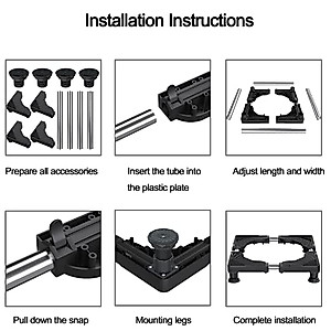 Lufia Mini Fridge Stand,Width Height Flexible Adjustable,High Strength Base Stand Leg Design,Multi-functional Base as Refrigerator Stand,Fish Tank Stand,Washing Machine,Dryer,Laundry Pedestal (Black)