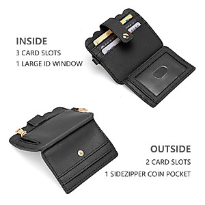 Lostars Wallet Keychain Wristlet for Women RFID Card Holder with Keychain,Tassel Card Pocket Key Chains for Women (Classic, Black)