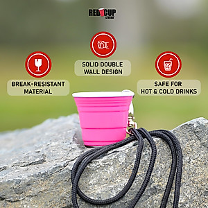 Red Cup Living Pink Plastic Shot Glasses with Lanyard | 2oz Reusable | Heavy-Duty | Perfect for Parties, Gifting | Christmas, Holiday Gifts Water, Drinks Sturdy and Strong Glasses Cute