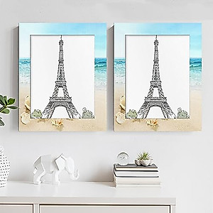 Mardesigns Personalized 8x10 Starfish Seashell Picture Frame, Wall Mount or Table Top Photo Frame, Sea Beach Wood Customized Frame Fits 8x10 or 6x8 Picture with Custom Text