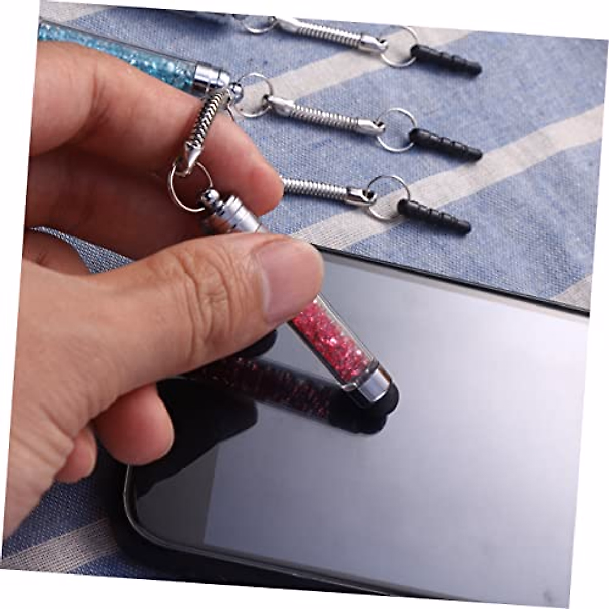 Hemobllo Mini Stylus Pen - 8 Pcs Crystal Capacitive Stylus Universal Touch Screen Pen Portable Stylus Pens with 3.5mm Jack Stylus for Smartphones Tablets Touch Screens (Random Color)