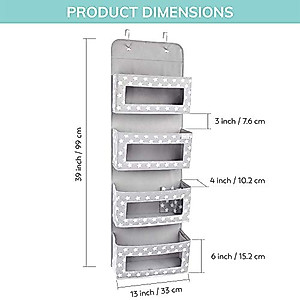 Vesta Baby Over the Door Hanging Organizer - Unisex Space-Saving 4-Pocket Storage Solution for Closet, Children's Room, Nursery - Clear-Window Caddy - 2 Utility Pockets for Small Items and Accessories