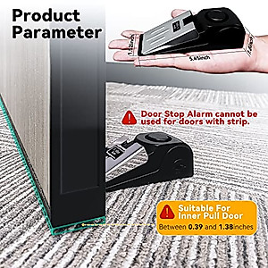 AceMining Door Stop Alarm with 120dB Siren, Floor Mount Type, Rubber Security Door Wedge for Home, Travel, Pack of 2, Black