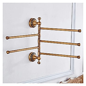 Towel BAR Rack Copper Folding Rotating Towel Bar, Wall Mount Antique Brass 3/4/5 Layer Activities Towel Bar,Hand Towel Holder Bathroom Accessory/4 Bathroom Hardware/4 (Color : 5)