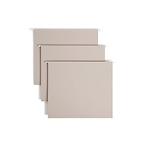 Smead TUFF Extra Capacity Box Bottom Hanging Folder, 2" Expansion, 1/3-Cut Easy Slide Tab, Letter Size, Steel Gray, 18 Per Box (64240)