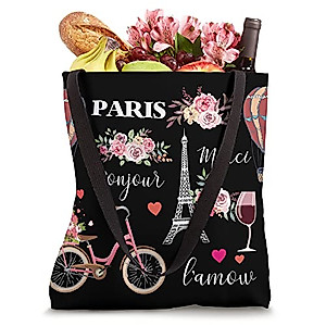Paris Bonjour Merci Eiffel Tower French Love Sign Tote Bag