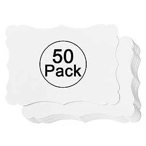 50 Pack Blank Kraft Cards Cardstock Thick Paper Brown Greeting Cards for DIY Gift Card Menus, Baby Shower and Wedding Invitations (5x7IN, White)