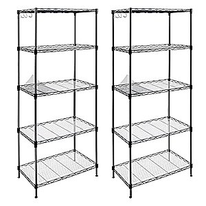 Mogusier 2Pcs Wire Shelving Rack Adjustable 5-Tire Metal Shelf Storage Rack 23.6 x14x59 in Kitchen Bathroom Steel Storage Organizers