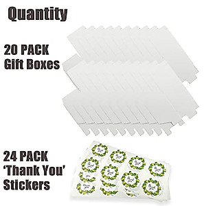 Frantis White Gift Boxes 20 Pack 5x5x5 inch Small Gift Boxes with Lids for Party Gift Boxes, Ornament Boxes, Christmas Gift Boxes, Wedding Boxes Easy to Assemble Gift Box with 24 Thank You Stickers