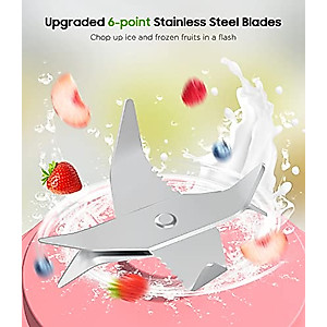 MoKo Portable Blender, 270 Watt Personal Blender for Shakes and Smoothies,21OZ Personal Blender USB Rechargeable with 6 Blades, BRA Free, Smoothie Blender for Kitchen Sports Travel and Outdoors, Pink