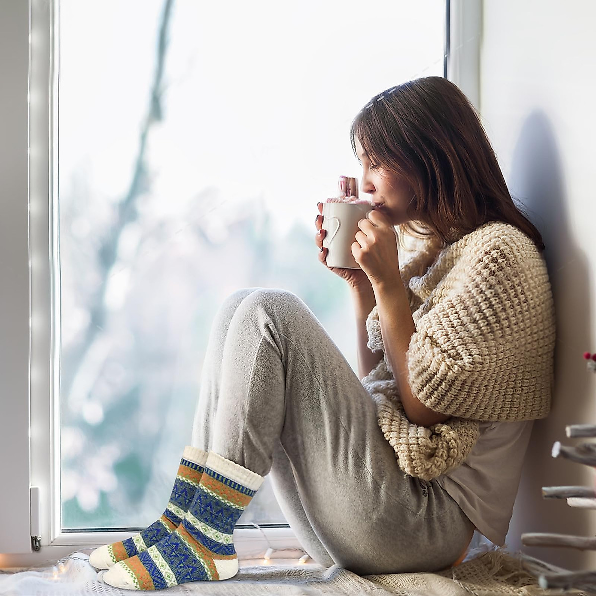 MORECOO Womens Wool Socks - Christmas Gifts for Women - Thick Cozy Winter Socks for Women Soft Warm Casual - Gifts Fuzzy Socks for Women 5 Pairs