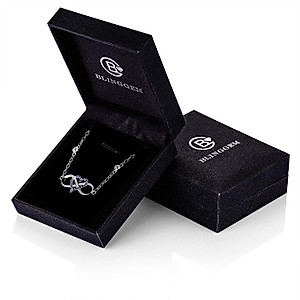 BlingGem Bracelet for Women White Gold-Plated 925 Sterling Silver Blue Cubic Zirconia Infinity Heart Charm Something Blue Bride Birthday Wedding Jewelry Gifts for Women