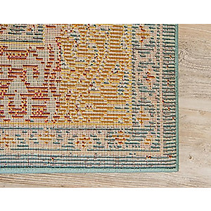 Unique Loom Vita Collection Bright Over-Dyed Traditional Vintage Area Rug, 8 ft x 10 ft, Blue/Orange