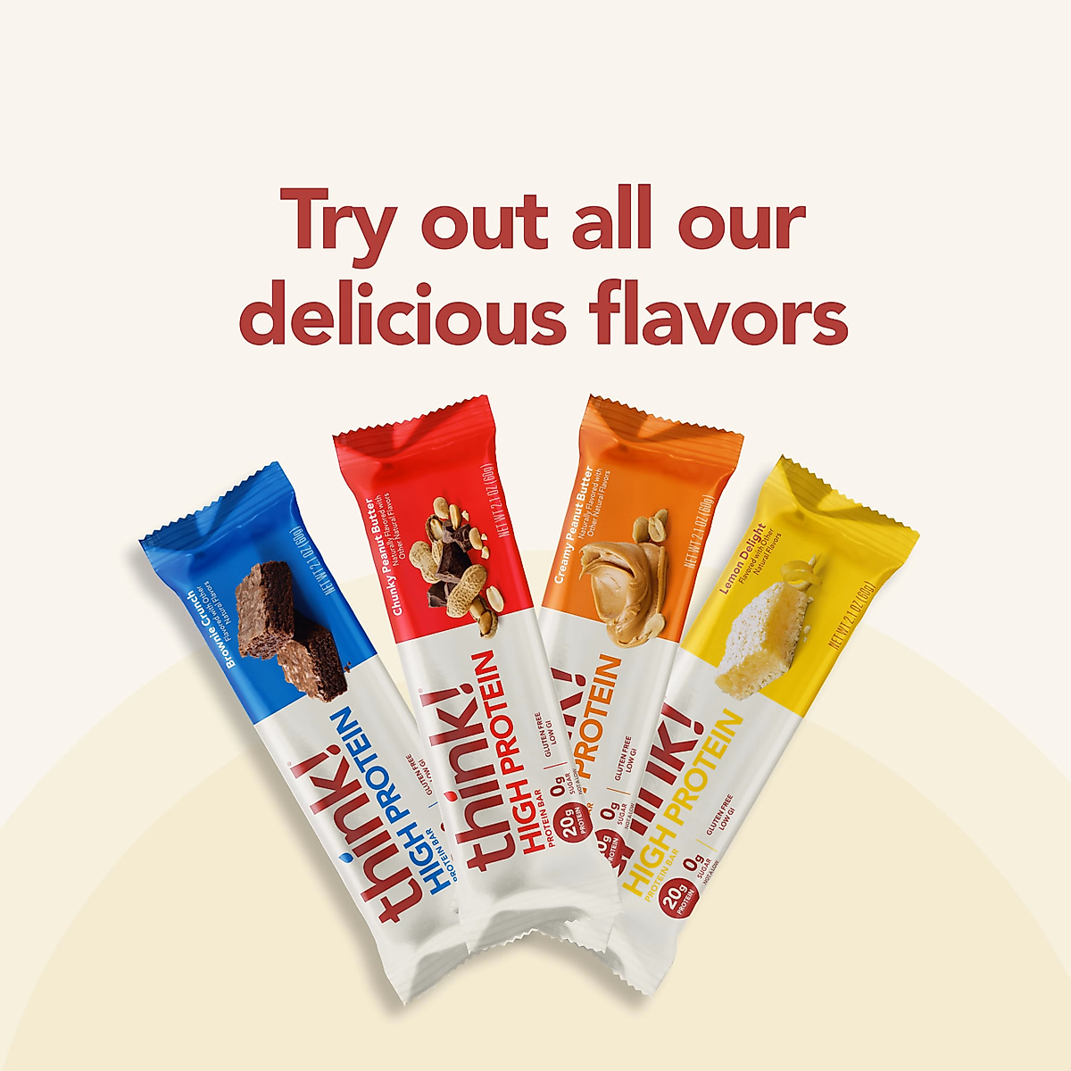 think! Protein Bars, High Protein Snacks, Gluten Free, Kosher Friendly, Chunky Peanut Butter, Nutrition Bars, 2.1 Oz per Bar, 10 Count (Packaging May Vary)