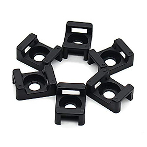 OLIREXD (100 Of Pack) Black 9mm Cable Tie Mount Base Saddle Type Mount Screw Wire Bundle Holder Base Holder Width Cable Large Size 0.75 inch