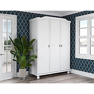 Palace Imports 100% Solid Wood Set of 4 Small Shelves for Kyle Wardrobe/Armoire/Closet ONLY, White