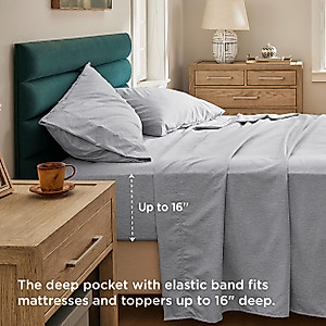 Bedsure King Size Sheets Set Grey, Soft 4 Pieces King Sheets, Cooling Sheets for King Size Bed, Luxury Cationic Dyed Bed Sheets, Deep Pockets & Easy-Fit, Breathable & Wrinkle Free