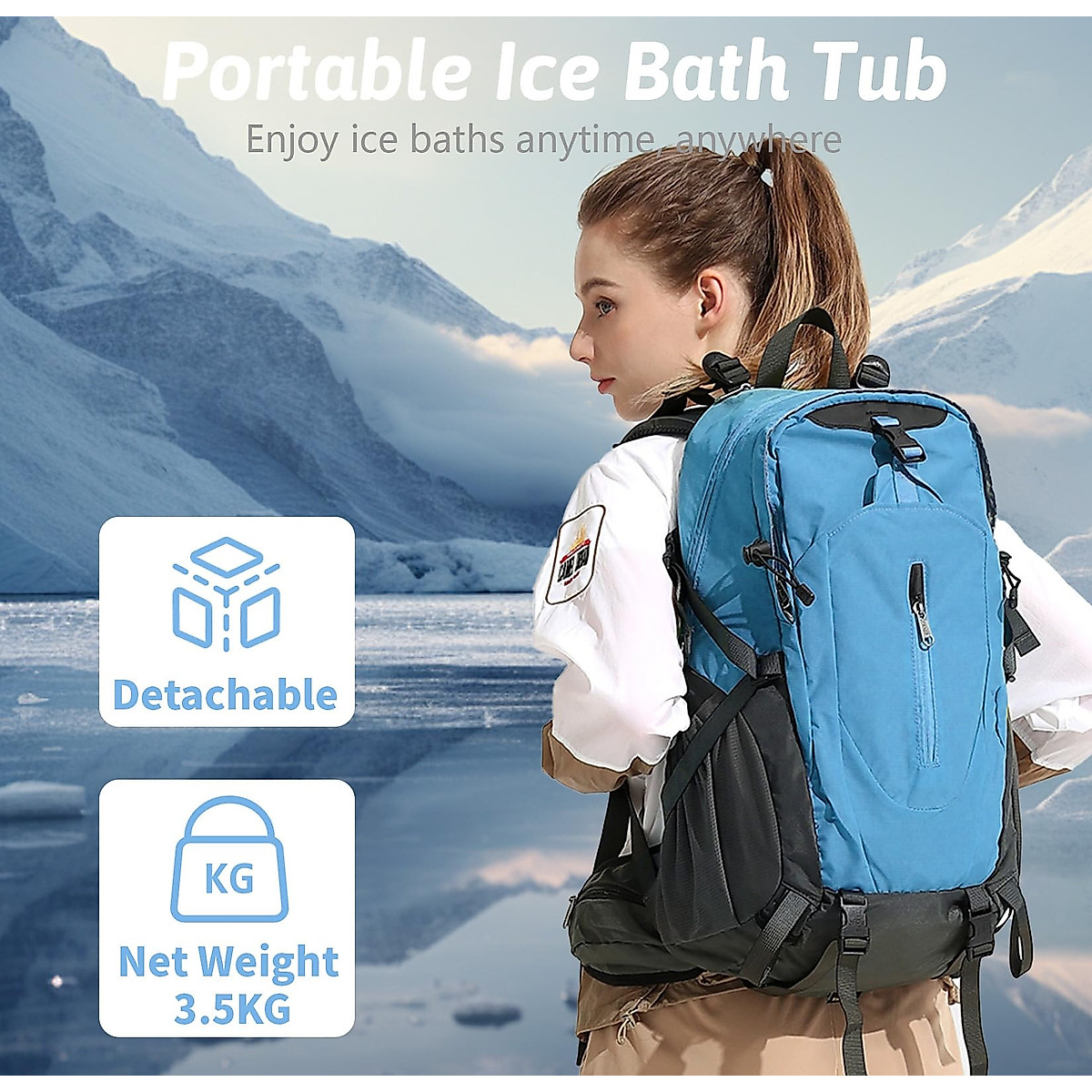 Portable Ice Bath Tub for Athletes Adults, Large 99 Gallons Ice Plunge Tub with Cover, Ice Pod Cold Bath Plunge Tub for Cold Water Therapy and Recovery, Thicken Cold Tub Ice Baths at Home & Outdoor