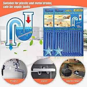 Drain Cleaner Sticks Drain Sticks for Clogs and Odors Powered Sticks for Clearing Grease, Fats, Oils, and Soap Scum from Your Drains