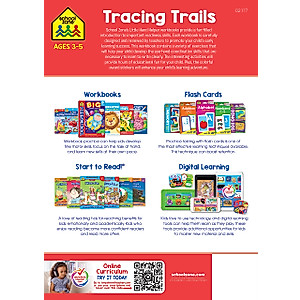 School Zone - Tracing Trails Workbook - 32 Pages, Ages 3 to 5, Preschool, Pre-Writing, Intro to Shapes, Alphabet, Numbers, and More (School Zone Little Hand Helper™ Book Series)