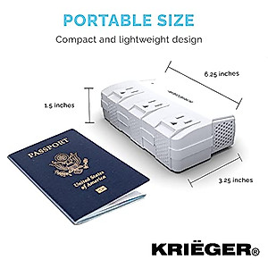 K KRIËGER Universal Travel Adapter, Step Down Transformer 200 Watt Capacity, International Power Adaptor w/ 4 USB Ports 6A Total Charging, 3 AC Outlets for USA EU UK AUS Worldwide Plug Adapter