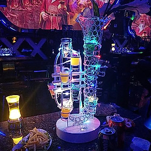 YTCYKJ Neon Countertop Wine Rack,Acrylic Cup Holder with 12 Glasses Cup Holes,Colorful Light,Party Bar Drinking Tumblers Stand for Home,Bar,Party(Ferris Wheel)