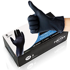 FINITEX Black Nitrile Disposable Medical Exam Gloves - Case of 1000 PCS 6mil Glove Powder-Free Latex-Free Gloves (Small)