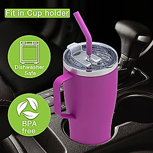Zukro 32 oz Insulated Tumbler with Handle and Straw,Stainless Steel Travel Cup with Lid, No Sweat,Keep Drinks Cold 24 Hours, Dishwasher Safe,Fit in Cup Holder,