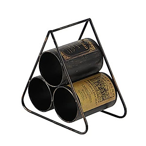 Deco 79 Metal Pyramid Wine Rack, 11" x 6" x 10", Black