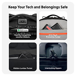 Hyper HyperPack Pro Backpack with Find My Compatibility. RFID Backpack Fits up to 16” Laptop. 22L Backpack. Anti Theft Backpack w/RFID Protective Pocket Slim Travel Backpack
