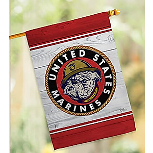 Breeze Decor Marine Bulldog Garden House Flag Set Armed Forces Corps USMC Semper Fi United State American Military Veteran Retire Official Decoration Banner Small Yard Gift Double-Sided, Made in USA