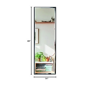 PETAFLOP 14x48 Inch Full Length Mirror Wall Mounted Silver and Black