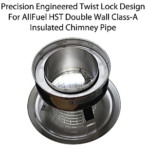 AllFuel HST Rain Cap with 3/4" Spark Arrestor for 6" Diameter 304 Stainless Steel All Fuel Class-A Double Wall Insulated Chimney Pipe