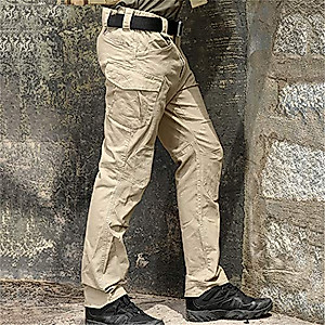 MNXOIA Combat Military Tactical Pants Men Large Multi Pocket Army Cargo Pants Casual Cotton Security Bodyguard Trouser Gray XXL