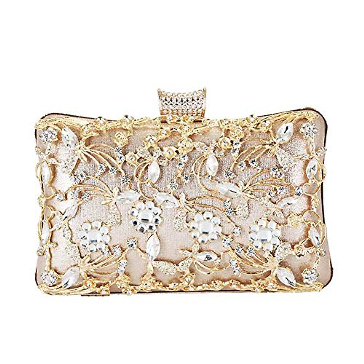 KALAIEN Crystal Clutch Rhinestone Evening Bag Women Purse for Prom Wedding Evening Handbag (Gold)