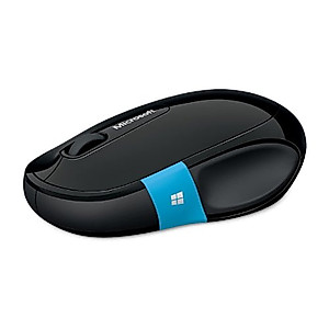 Microsoft Sculpt Comfort Mouse - Black. Comfortable design, Customizable Windows Touch Tab, 4-Way Scrolling,Bluetooth Mouse for PC/Laptop/Desktop, works with Mac/Windows Computers