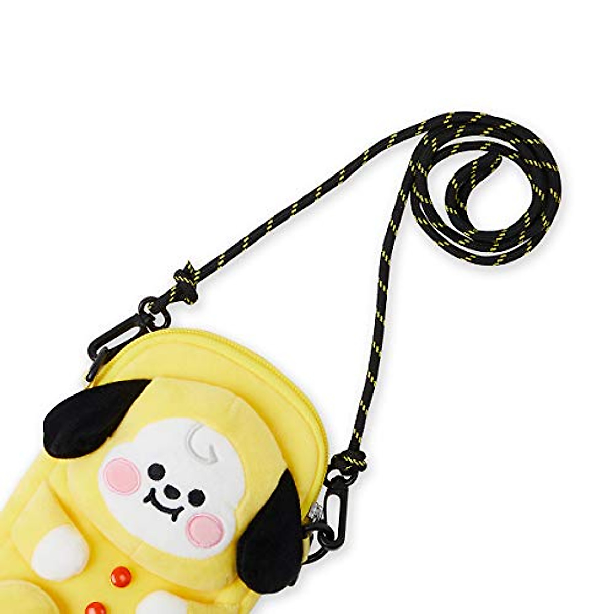 BT21 Baby Series CHIMMY Character Plush Coin Purse Makeup Toiletry Pouch Card Wallet with Lanyard, Yellow