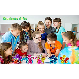 30 Packs Rainbow Flower Mini Pop Bubble Fidget Sensory Toys, Silicone Stress Relief Party Favors and Classroom Prize Gifts