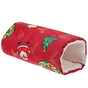 UKCOCO Ferret Toys Hamster Tunnel Plush Hamster Play Tunnels Christmas Warm Tunnel Living Habitats Small Animal Hideout Tubes Bed Toy for Rat Hedgehogs Gerbil Indoor Hammock