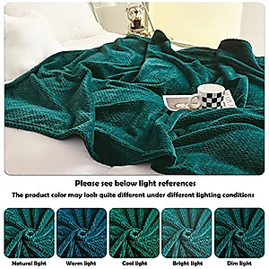 NEWCOSPLAY Super Soft Throw Blanket Premium Silky Flannel Fleece Leaves Pattern Lightweight Blanket All Season Use (Dark Teal, Throw(50"x60"))