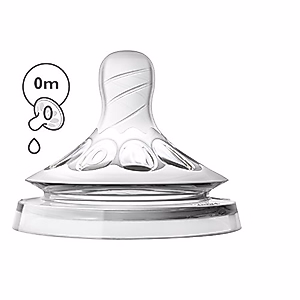 Philips Avent Natural Baby Bottle First Flow Nipple, 0M+, 4pack, Flow 0, SCF657/43