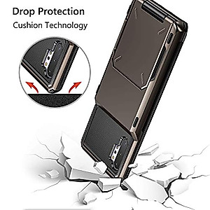 Vofolen Case for Galaxy Note 10+ 10 Plus Case Wallet 4-Slot Pocket ID Card Holder Scratch Resistant Dual Layer Protective Bumper Rubber Armor Hard Shell Cover for Samsung Galaxy Note 10 Plus Gun Metal