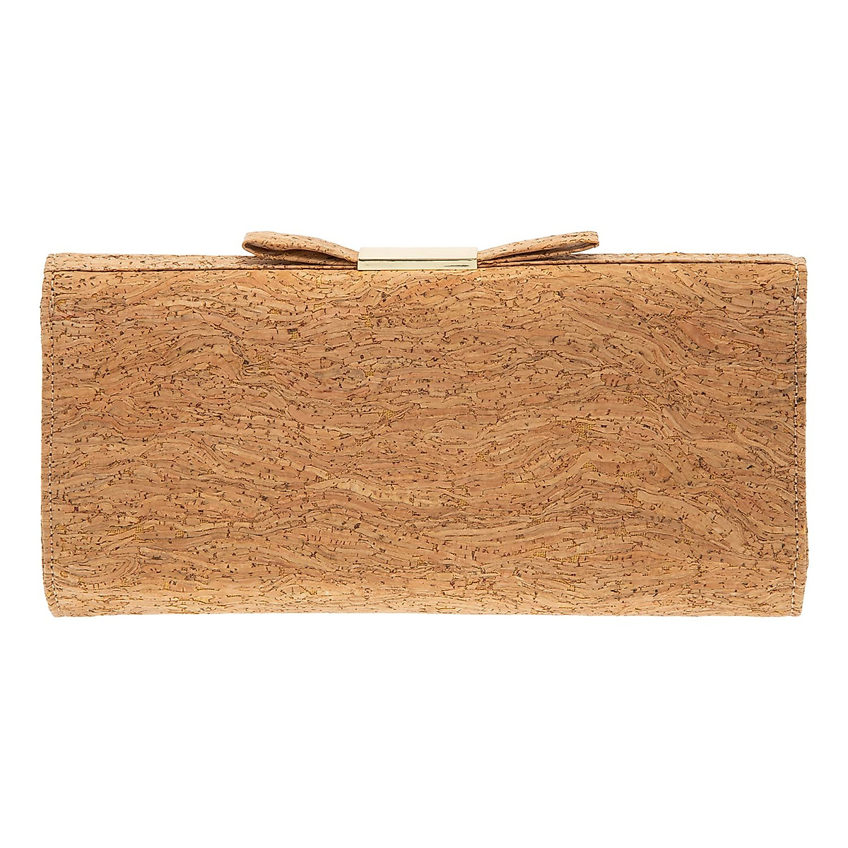 JNB Women's Cork Clutch With Bow, Solid33