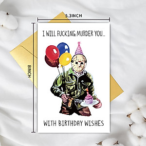 Bhiosng Funny Birthday Cards for Him Her, Horror Movie Theme Birthday Gift, 80s Pop Culture, Movie Art Prints, Handmade Happy Birthday Party Favors