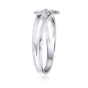 Delicate Saint Patricks Good Luck Celtic Irish Trinity Shamrock Clover Ring Split Band For Women Teens Antiqued Oxidized .925 Sterling Silver