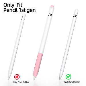 Joosko Compatible with Apple Pencil 1st Generation Case, Non-Slip Silicone Case, [with 10 Silicone Nib Sleeves] for Apple Pencil 1st Generation. (Pink)