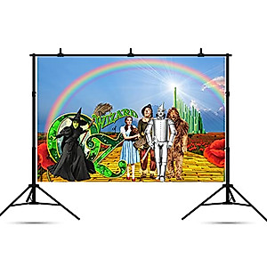 WANNHSZF Green Castle Gold Road Backdrop for Party Decorations, Retro Movie Photo Backgrounds, The Wizard of OZ Theme Baby Shower Banner , Booth Studio Props Birthday Cake Table Decoration, 5x3ft